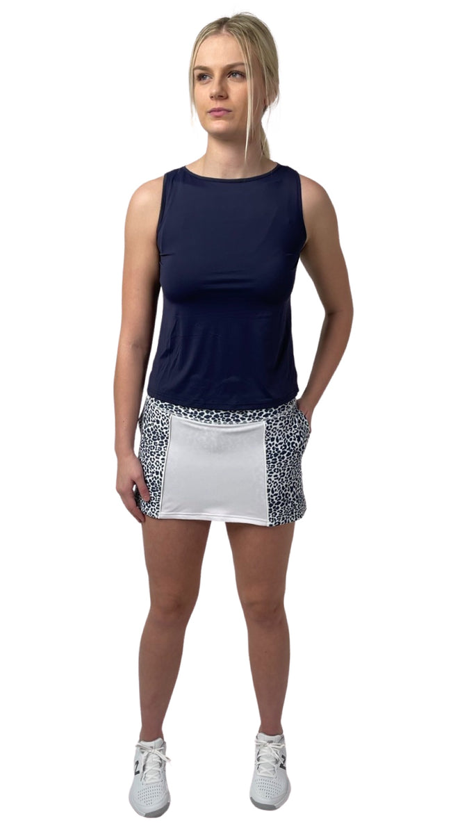 Sleeveless Shell with Back Mesh Panel- Classic Navy – 70degrees.life